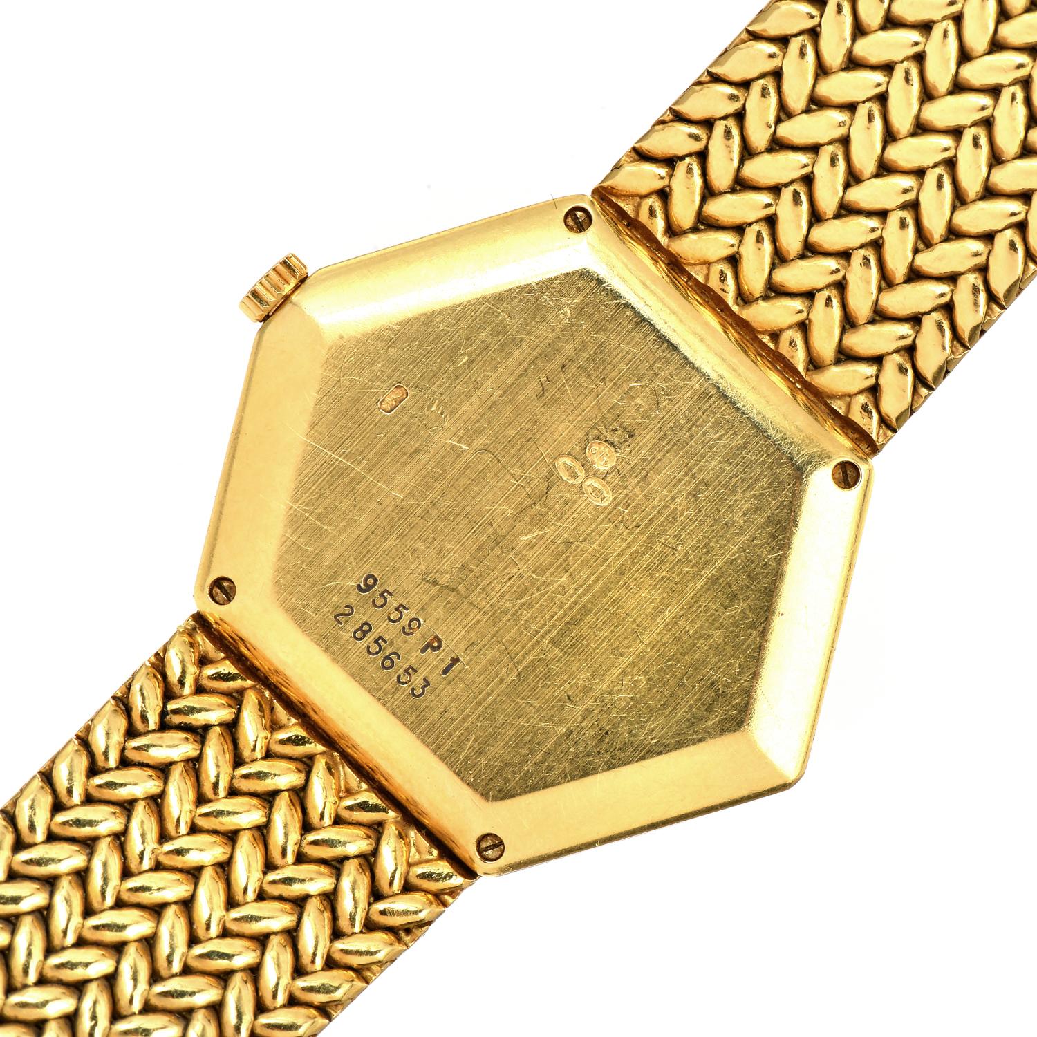 Piaget Onyx Dial Ref 9559 18k Yellow Gold Hexagonal Ladies Watch For ...