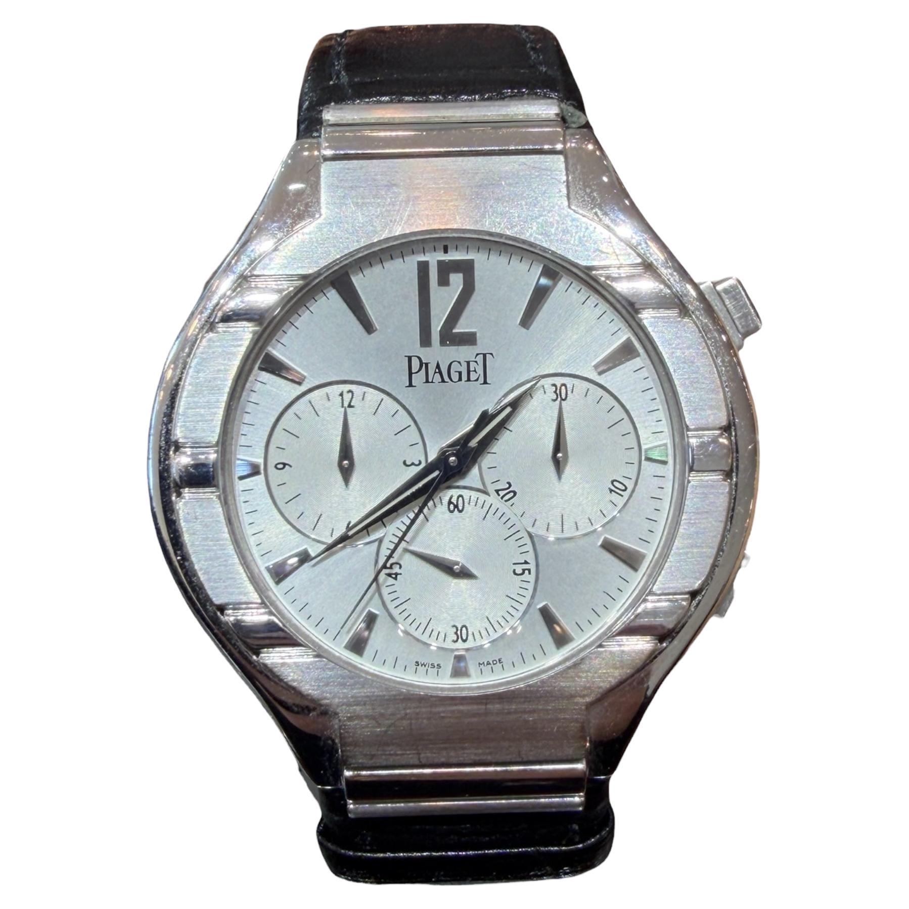 Piaget Polo 18k White Gold Watch Automatic 25th Anniversary Chronograph ...