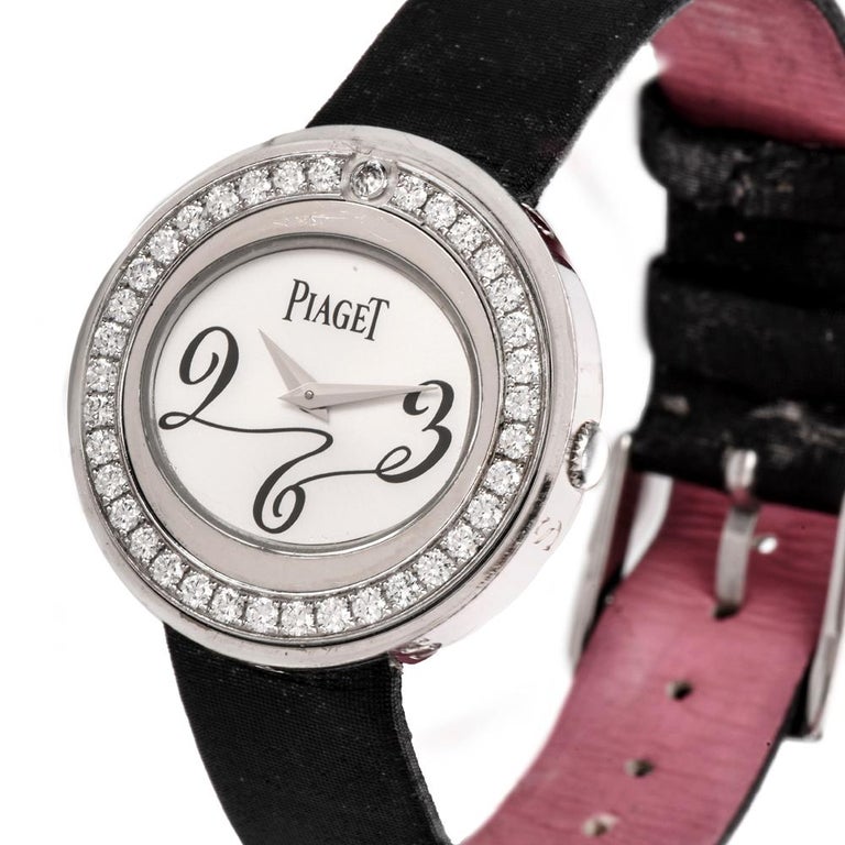 Piaget Possession Diamond Bezel 18 Karat Gold Black and Pink Strap ...