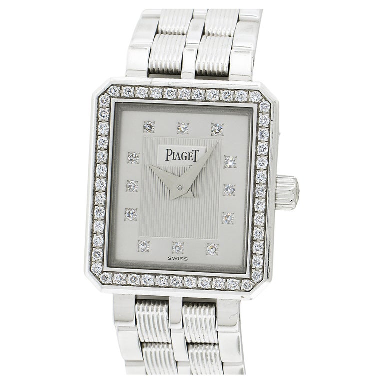 Piaget Protocole 18k White Gold Diamond Dial Bracelet Quartz Wrist ...
