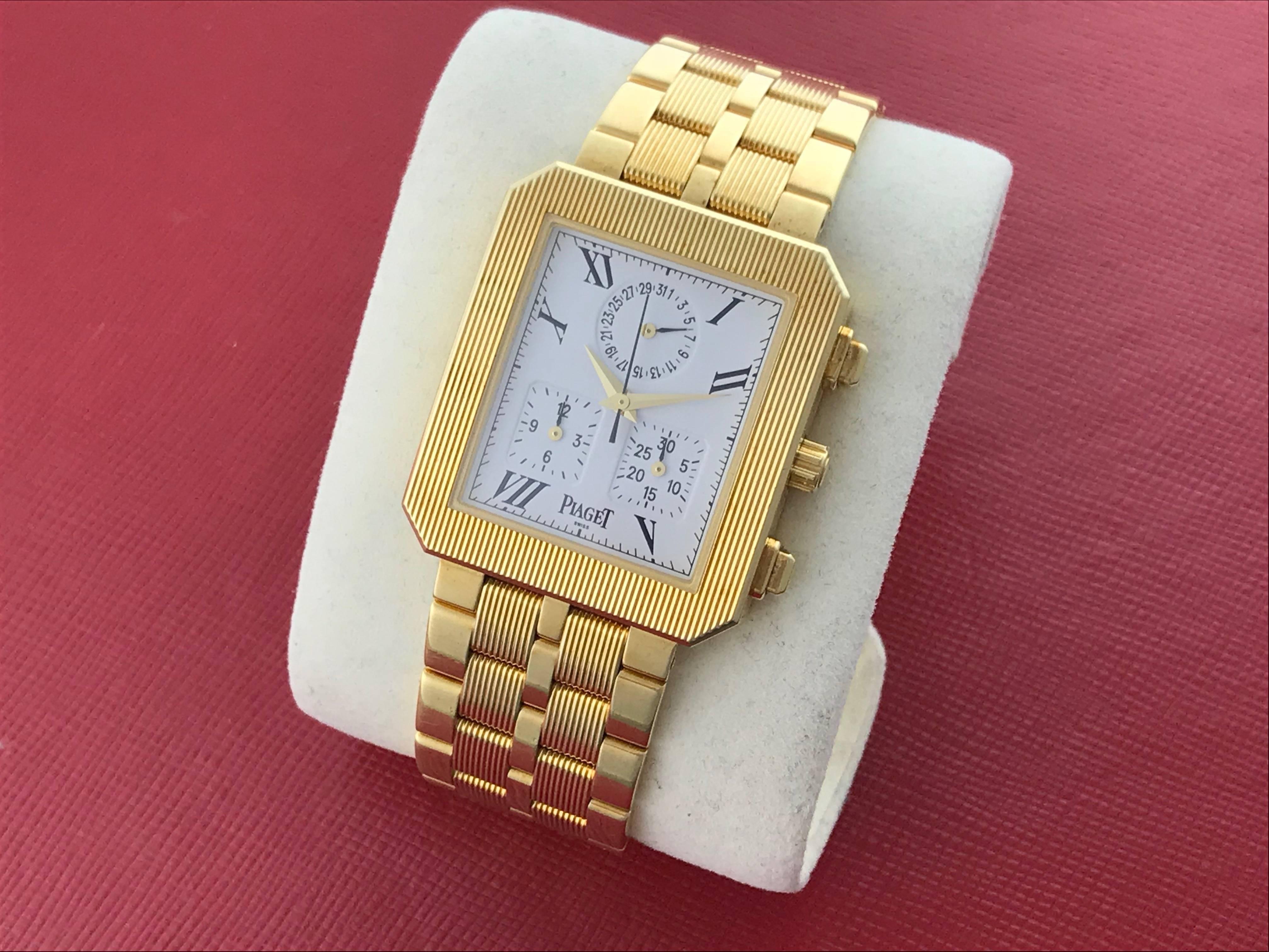 Piaget Protocole 18k Yellow Gold Quartz Midsize Chronograph Wrist Watch ...
