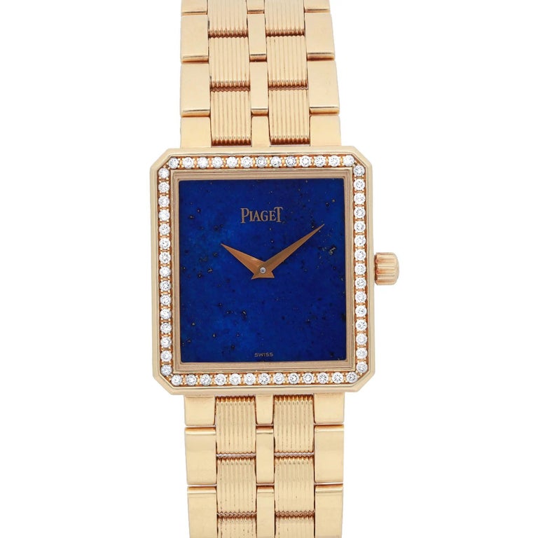 Piaget Protocol 18K Yellow Gold Diamond Blue Lapis Dial Watch 50155 ...