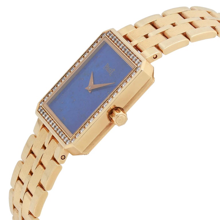 Piaget Protocol 18K Yellow Gold Diamond Blue Lapis Dial Watch 50155 ...