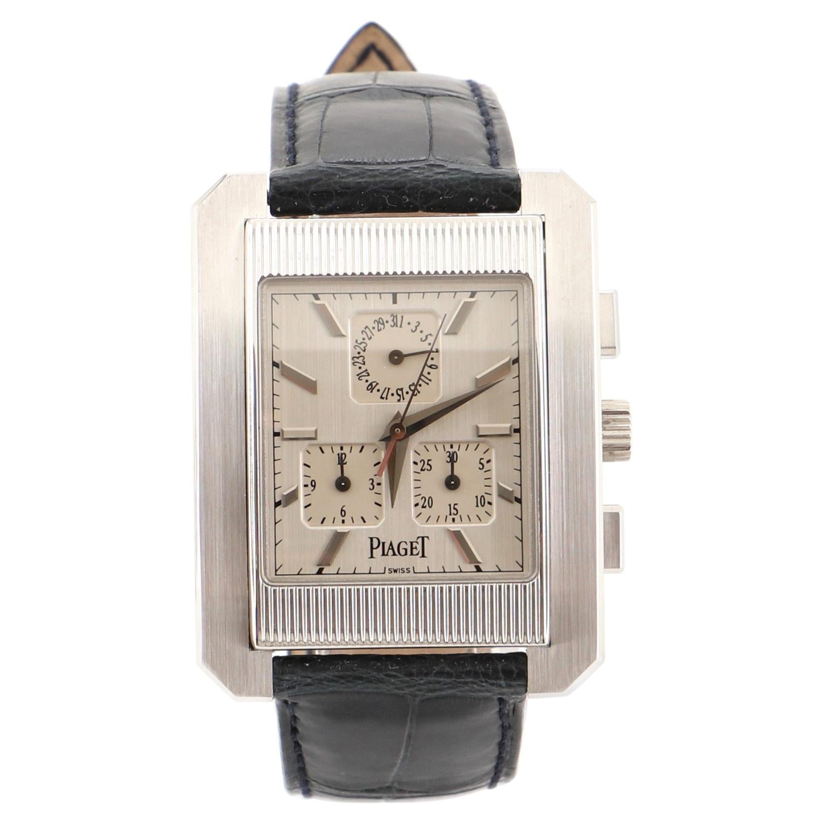 Piaget Protocole Chronograph Quartz Watch White Gold and Alligator 32 ...
