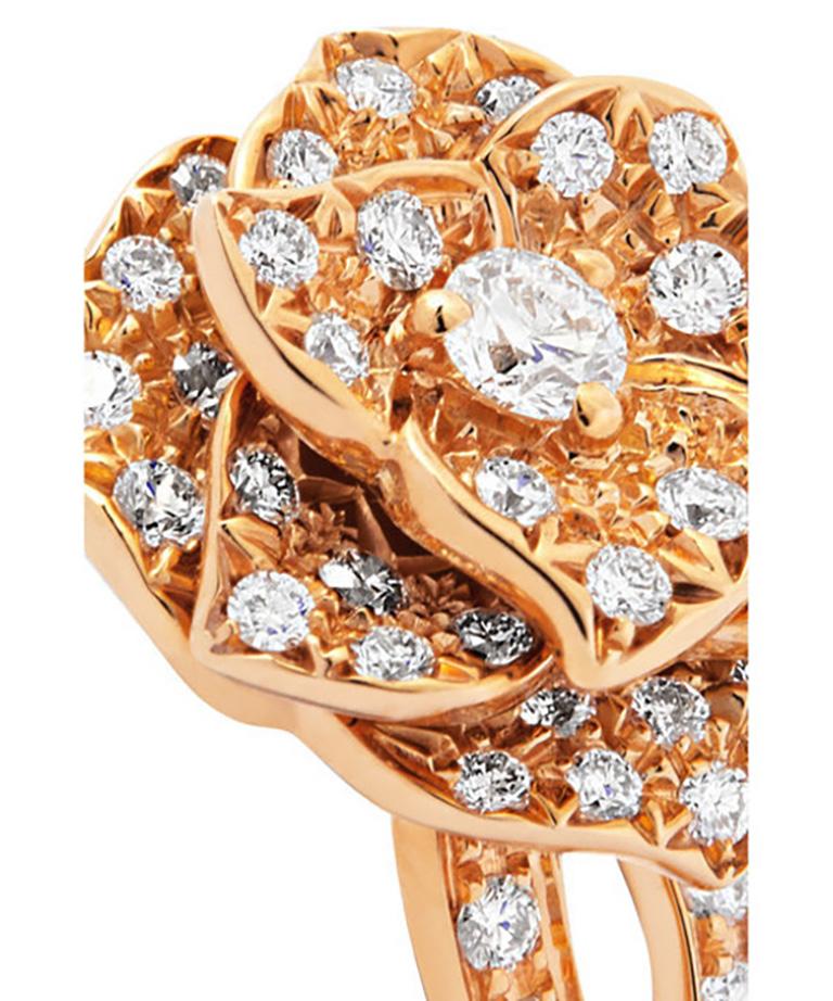 Piaget Rose Flower Ring with Diamonds 18 karat Pink Gold For Sale at ...