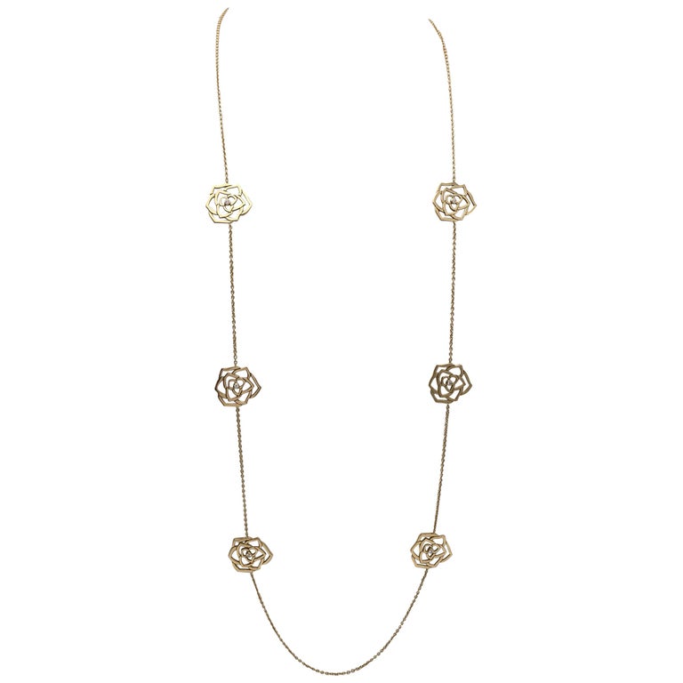 Piaget 'Rose' Rose Gold and Diamond Openwork Long Necklace at 1stDibs