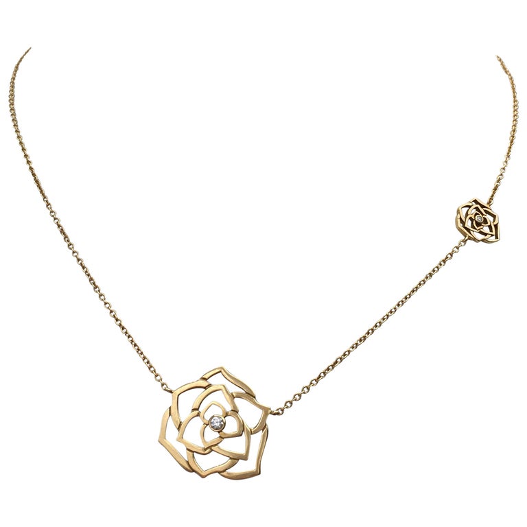 Piaget 'Rose' Rose Gold and Diamond Openwork Pendant Necklace at ...