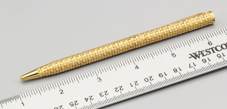 Piaget Sapphire and 18 Karat Gold Basket Weave Ballpoint Pen at 1stDibs ...