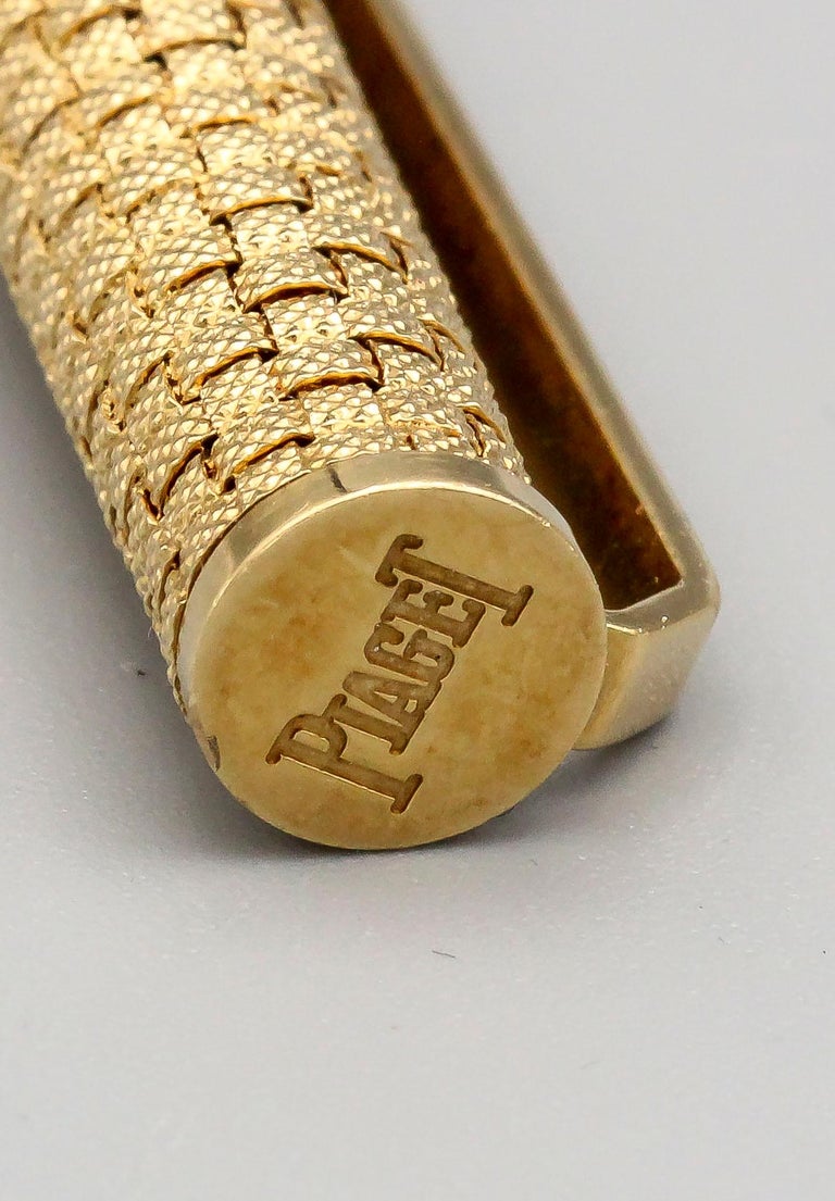 Piaget Sapphire and 18 Karat Gold Basket Weave Ballpoint Pen at 1stDibs ...