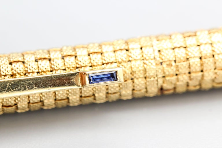 Piaget Sapphire and 18 Karat Gold Basket Weave Ballpoint Pen at 1stDibs ...