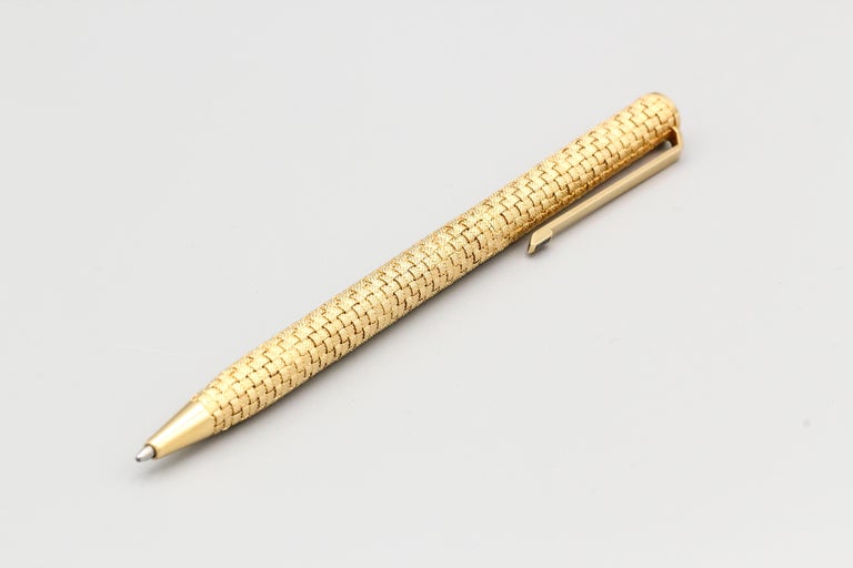 Piaget Sapphire and 18 Karat Gold Basket Weave Ballpoint Pen at 1stDibs ...