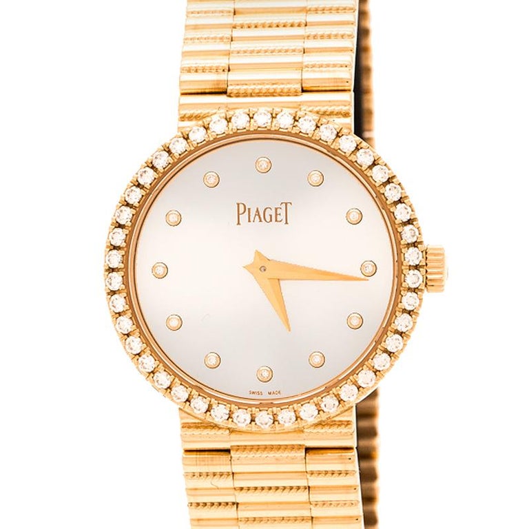 Piaget Silver 18K Rose Gold Diamonds Traditional Women's Wristwatch 26 ...