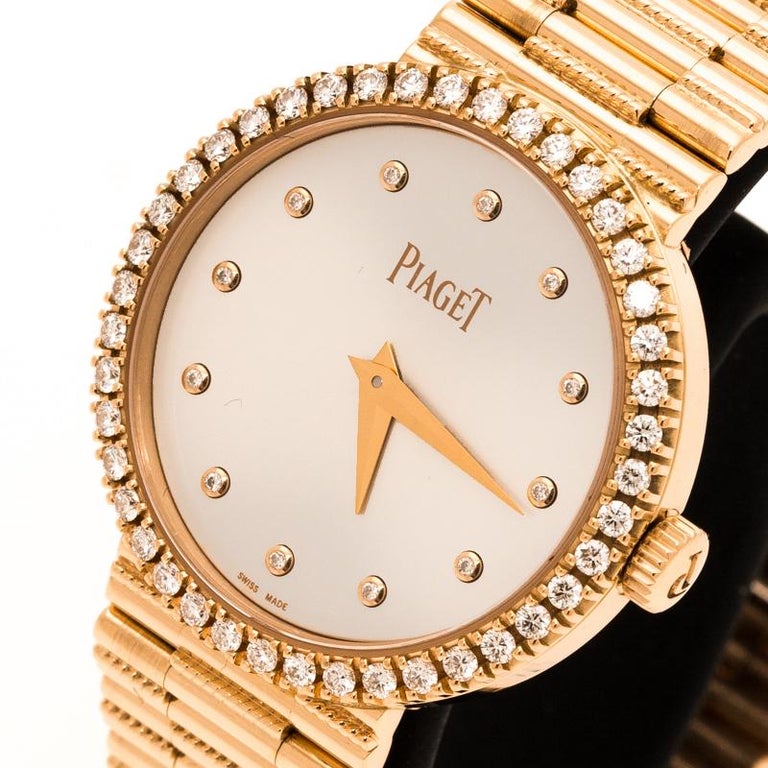 Piaget Silver 18K Rose Gold Diamonds Traditional Women's Wristwatch 26 ...