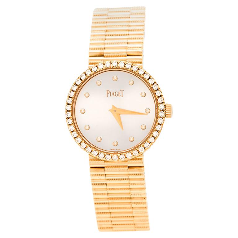 Piaget Silver 18K Rose Gold Diamonds Traditional Women's Wristwatch 26 ...