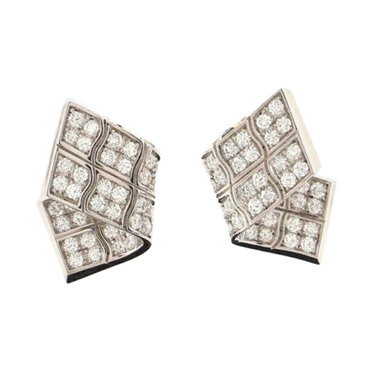 Piaget Diamond Pave White Gold Tulip Earrings at 1stDibs