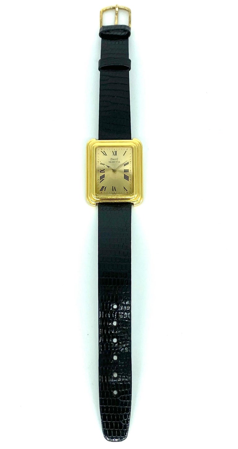 Piaget Stepped Case 18k Solid Gold Watch circa 1980’s For Sale at 1stDibs
