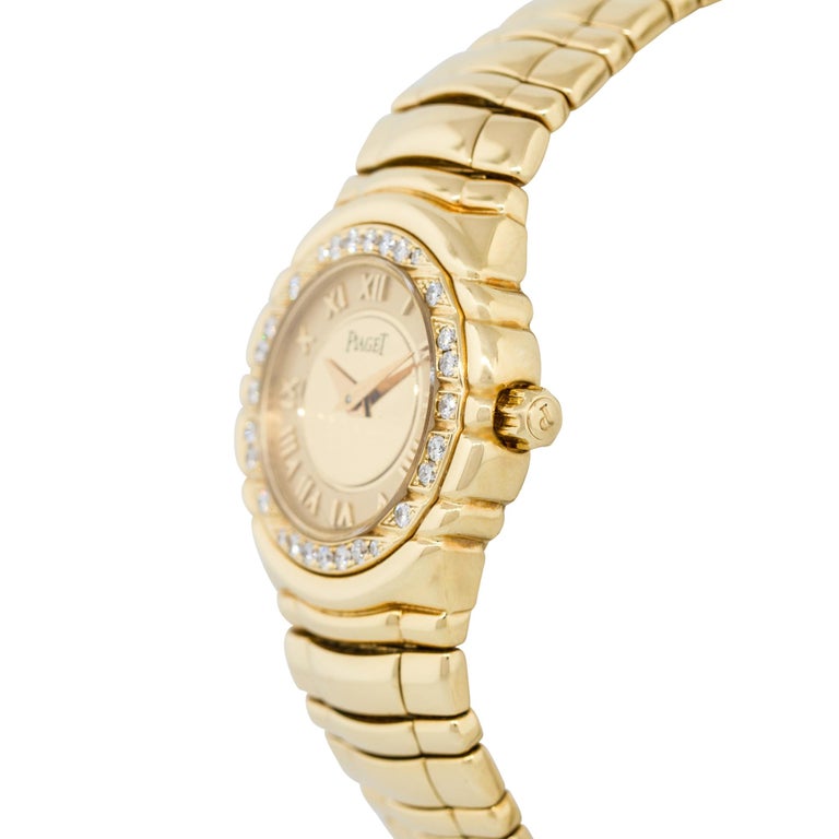 Piaget Tanagra Dial Diamond Bezel Watch 18 Karat in Stock at 1stDibs