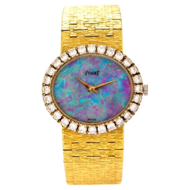 Piaget Vintage Opal Dial Diamond 18K Gold Rare Ladies Watch at 1stDibs