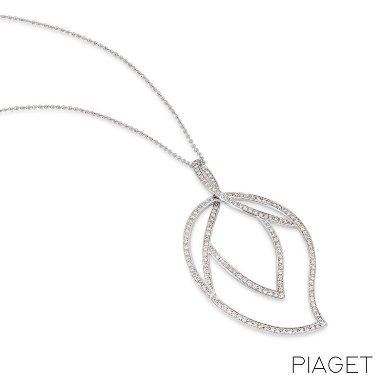 Piaget White Gold Diamond Leaf Pendant 3.15ct For Sale at 1stDibs