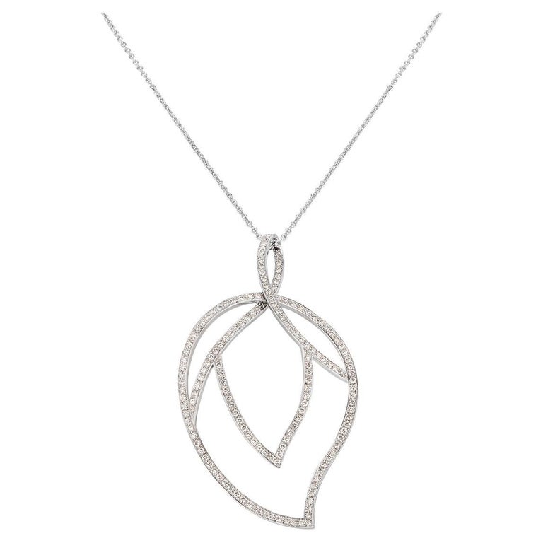Piaget White Gold Diamond Leaf Pendant 3.15ct For Sale at 1stDibs