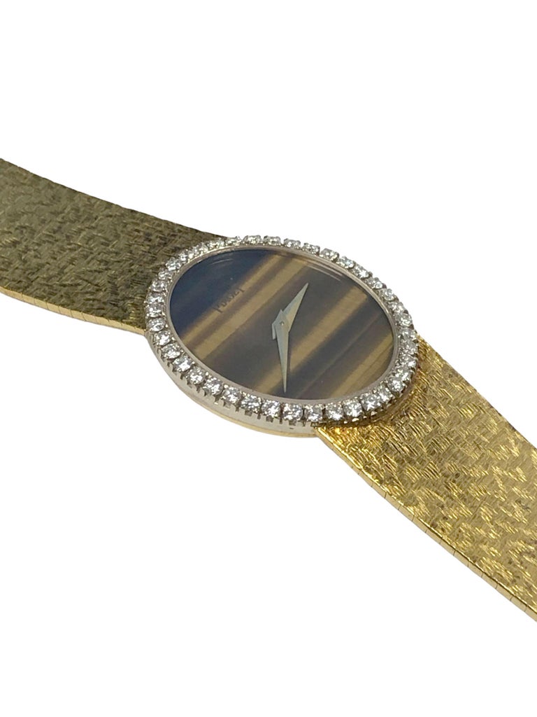 Piaget Yellow Gold Diamonds and Tiger Eye Dial ladies Mechanical Wrist ...