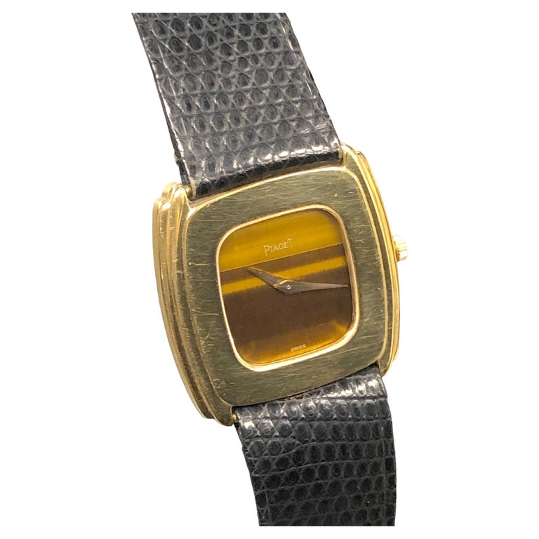 Piaget Yellow Gold Vintage Tiger Eye Dial Mechanical Wrist Watch For ...