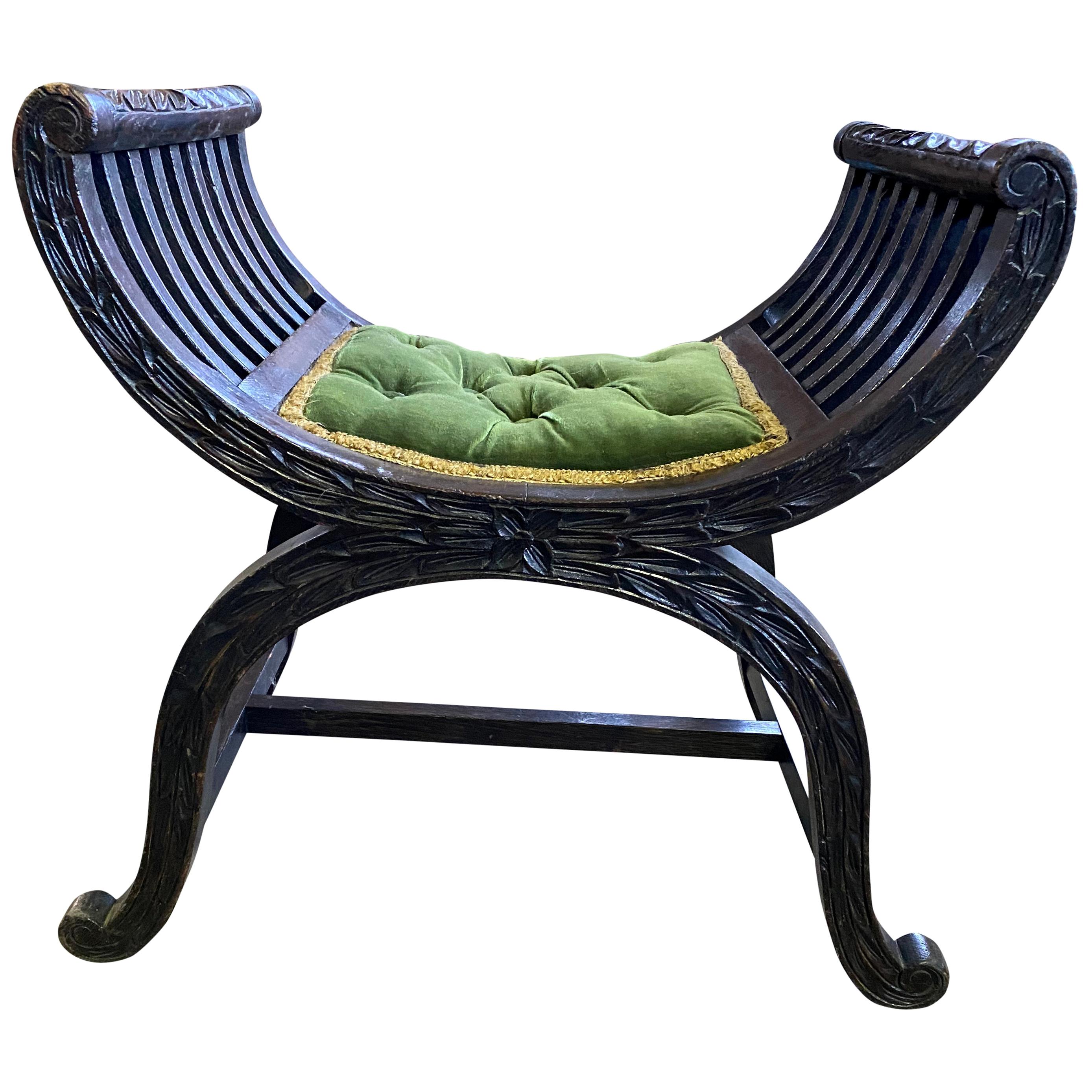 Piano Stool with Green Cushion, 19th Century For Sale at 1stDibs ...