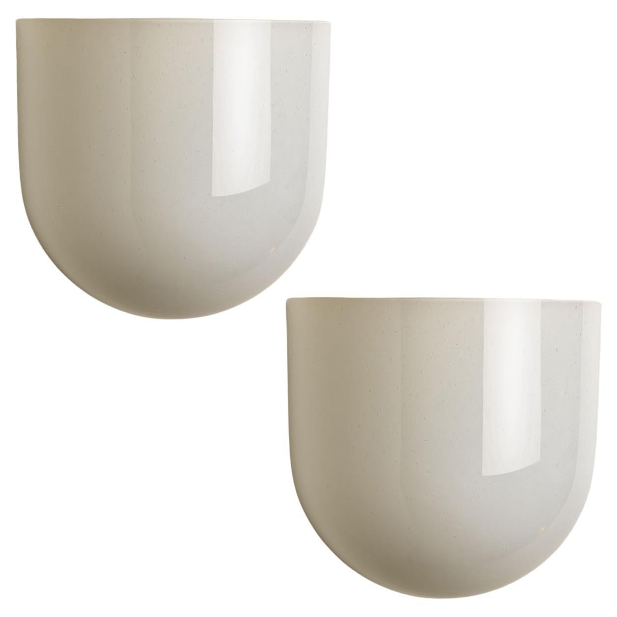 Piar of White Milkglass Half Cylinder Wall Lights by Limburg, Germany ...