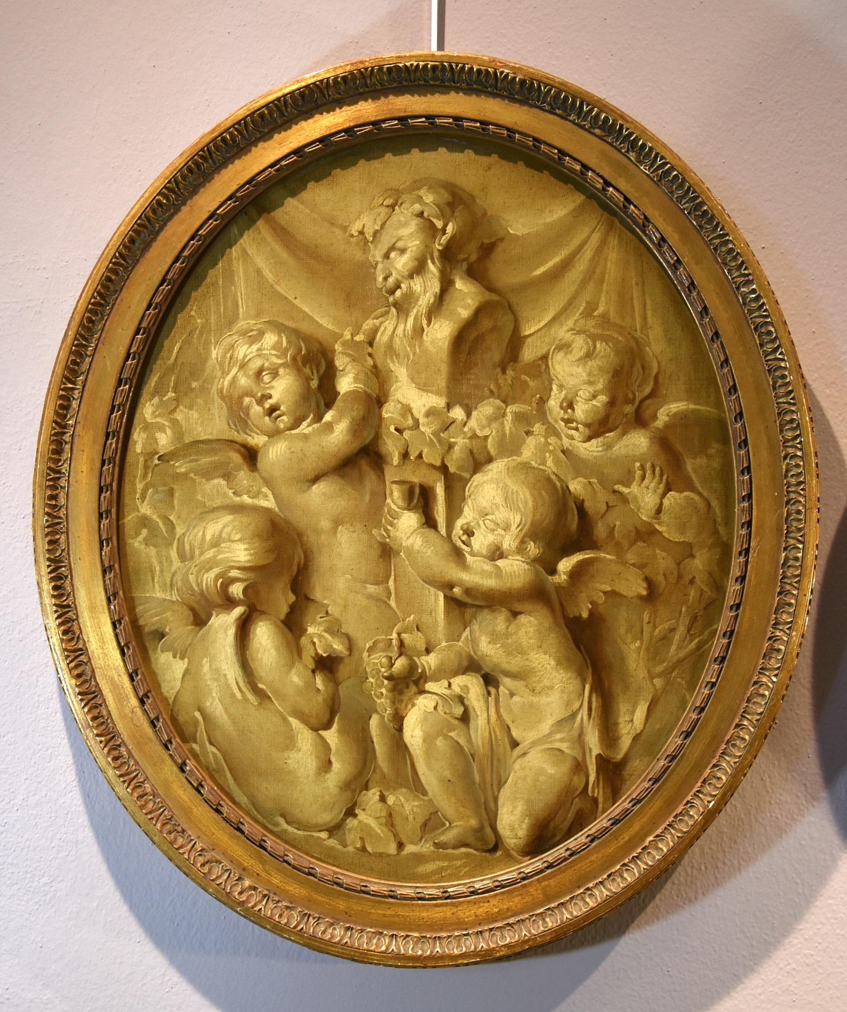 Putti Bacchus Sauvage Paint Oil on table 18th Century French school ...