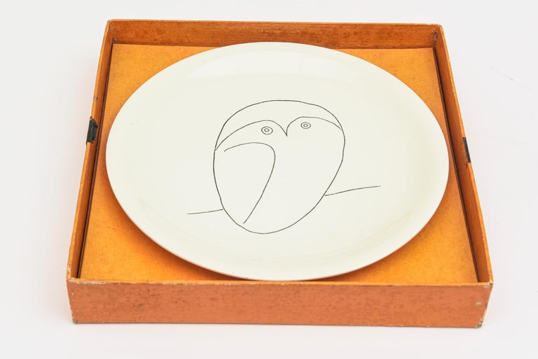 Picasso Signed Hallmarked MId Century Modern Porcelain Plate of Owl at ...