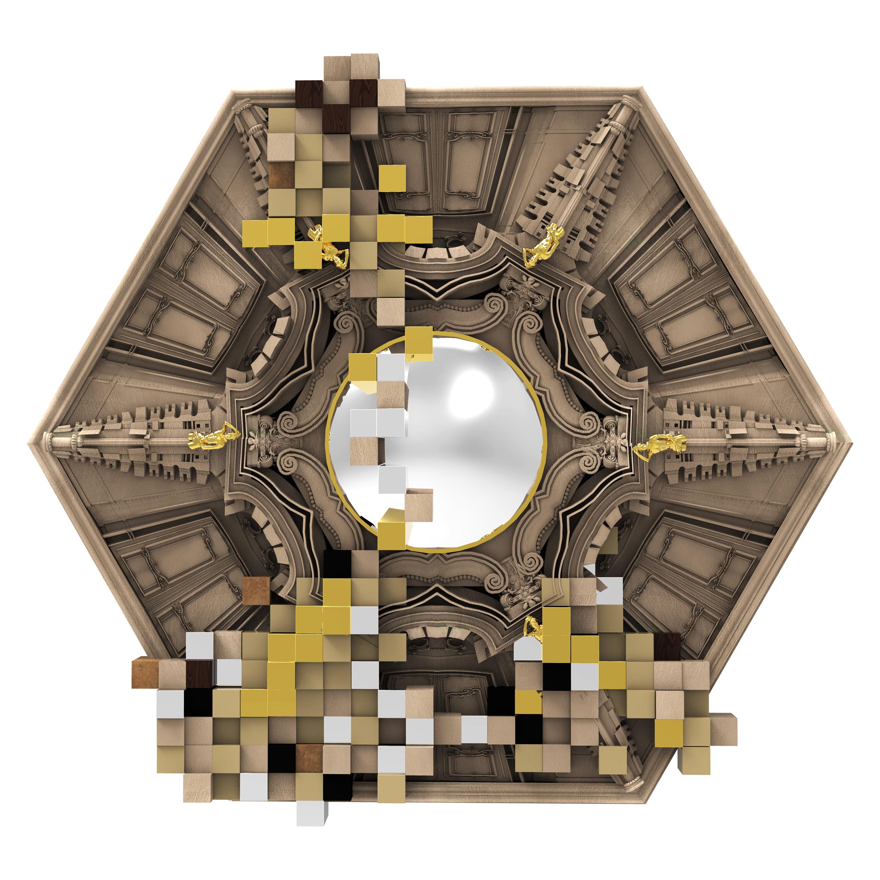 Newton Round Mirror in Gold-Plated Brass For Sale at 1stDibs