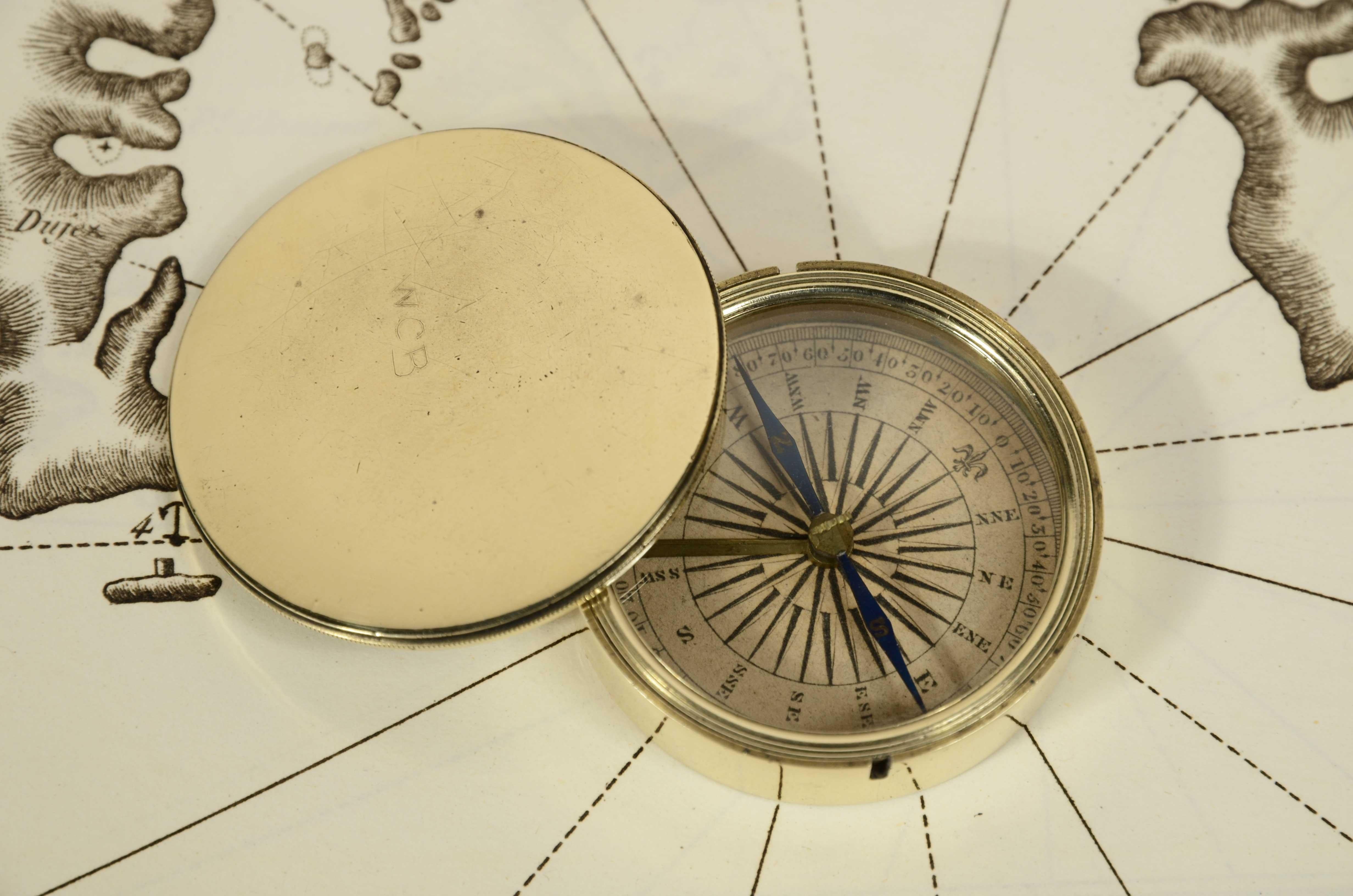 Small traveler's pocket compass, Victorian-era turned brass For Sale at ...