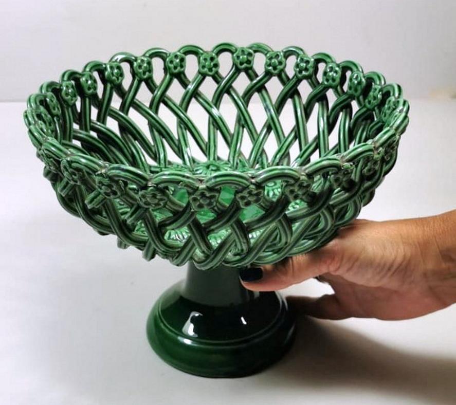 Pichon French Green Glazed Terracotta Ceramic Table Centerpiece, 1950 ...