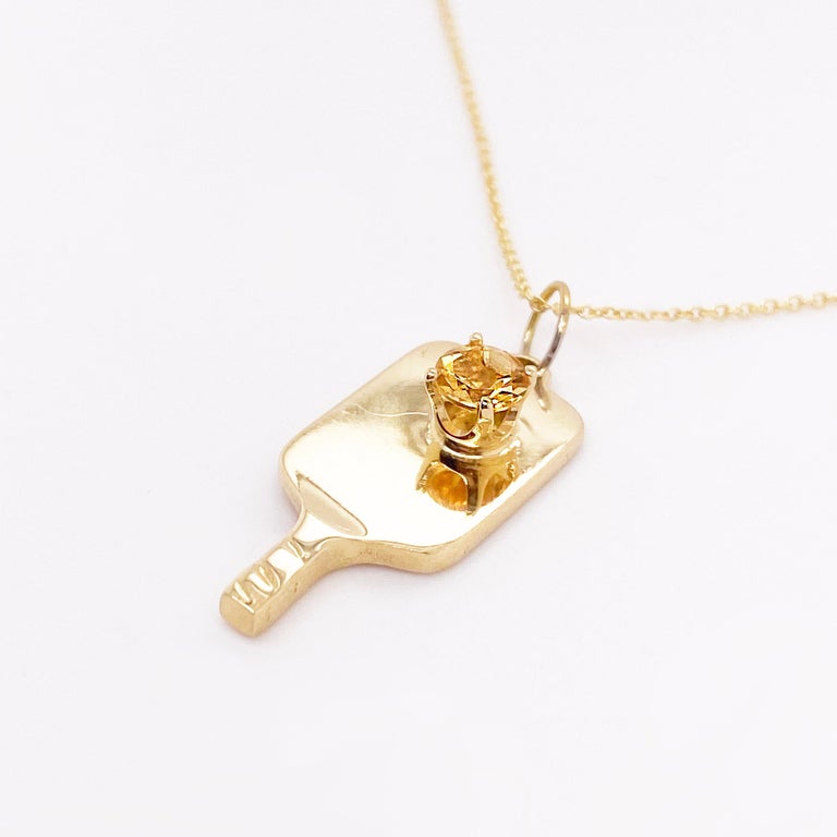 Pickleball Gold Necklace With .40ct Round Citrine, Yellow Gold For Sale ...