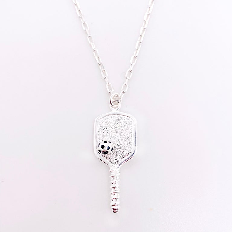 Pickleball Paddle Necklace in Sterling Silver w Paperclip Chain ...