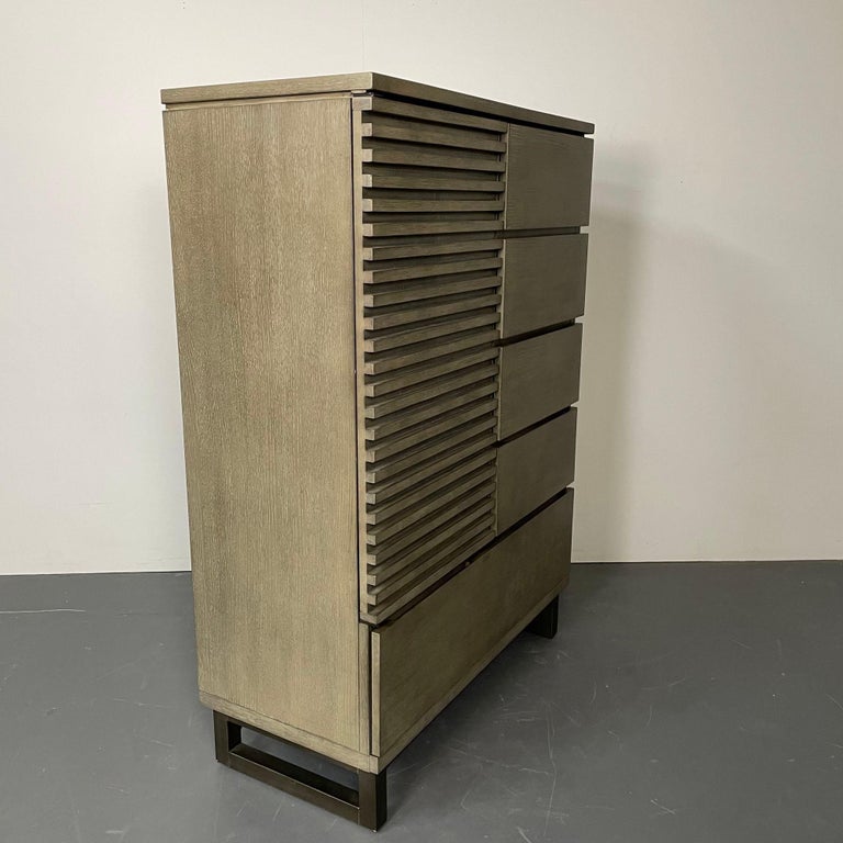 Pickled Modern Hi Chest, Armoire Cabinet, Wardrobe, Metal Base For Sale ...