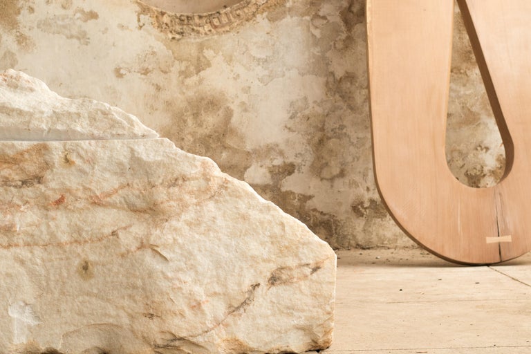 Pico Branco Contemporary Dining Table White Marble and Wood by Mircea ...