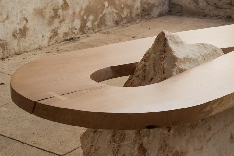 Pico Branco Contemporary Dining Table White Marble and Wood by Mircea ...