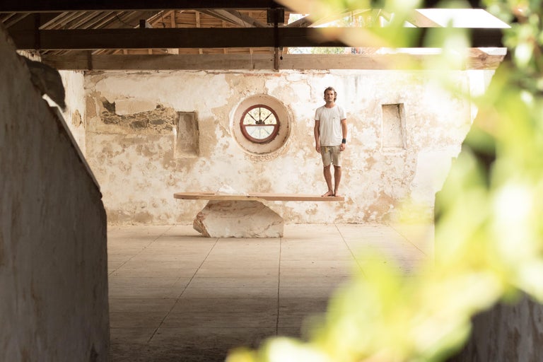 Pico Branco Contemporary Dining Table White Marble and Wood by Mircea ...