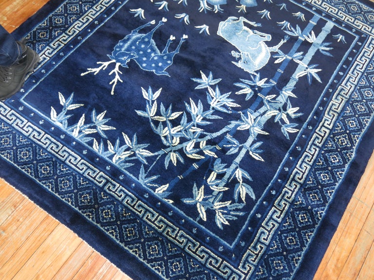 Pictorial Antique Chinese Square Rug at 1stDibs