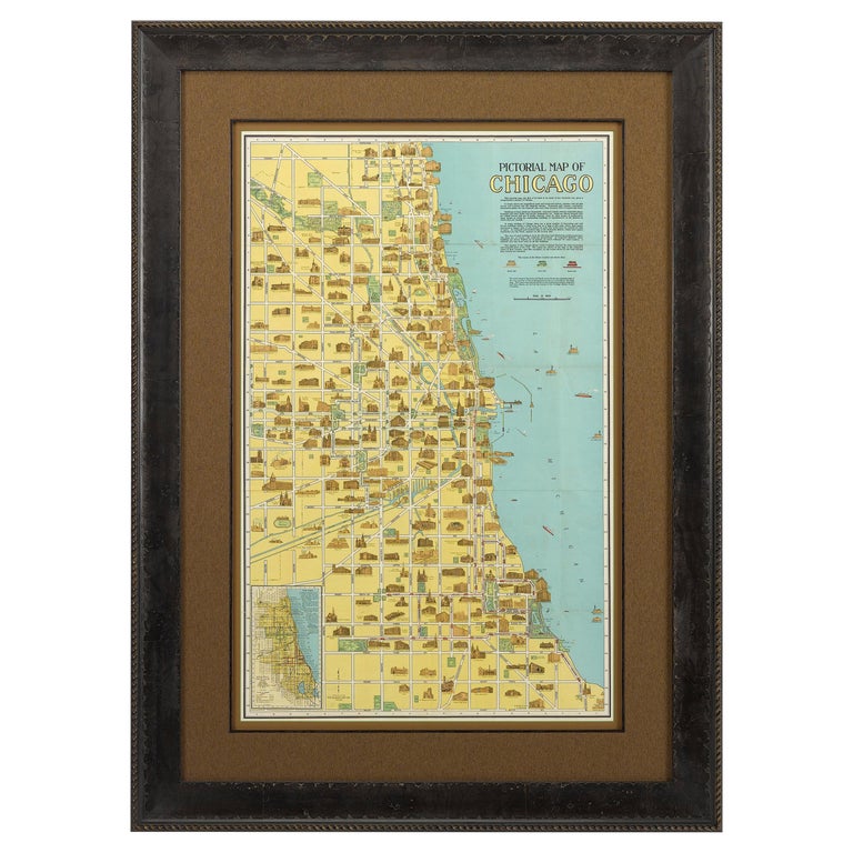 Pictorial Map of Chicago, circa 1926 For Sale at 1stDibs