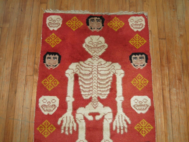Pictorial Skeleton Vintage Tibetan Rug at 1stDibs | tibetan skeleton rug