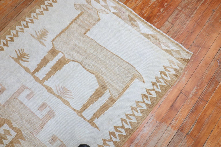 Pictorial Turkish Goat Kilim Runner For Sale at 1stDibs