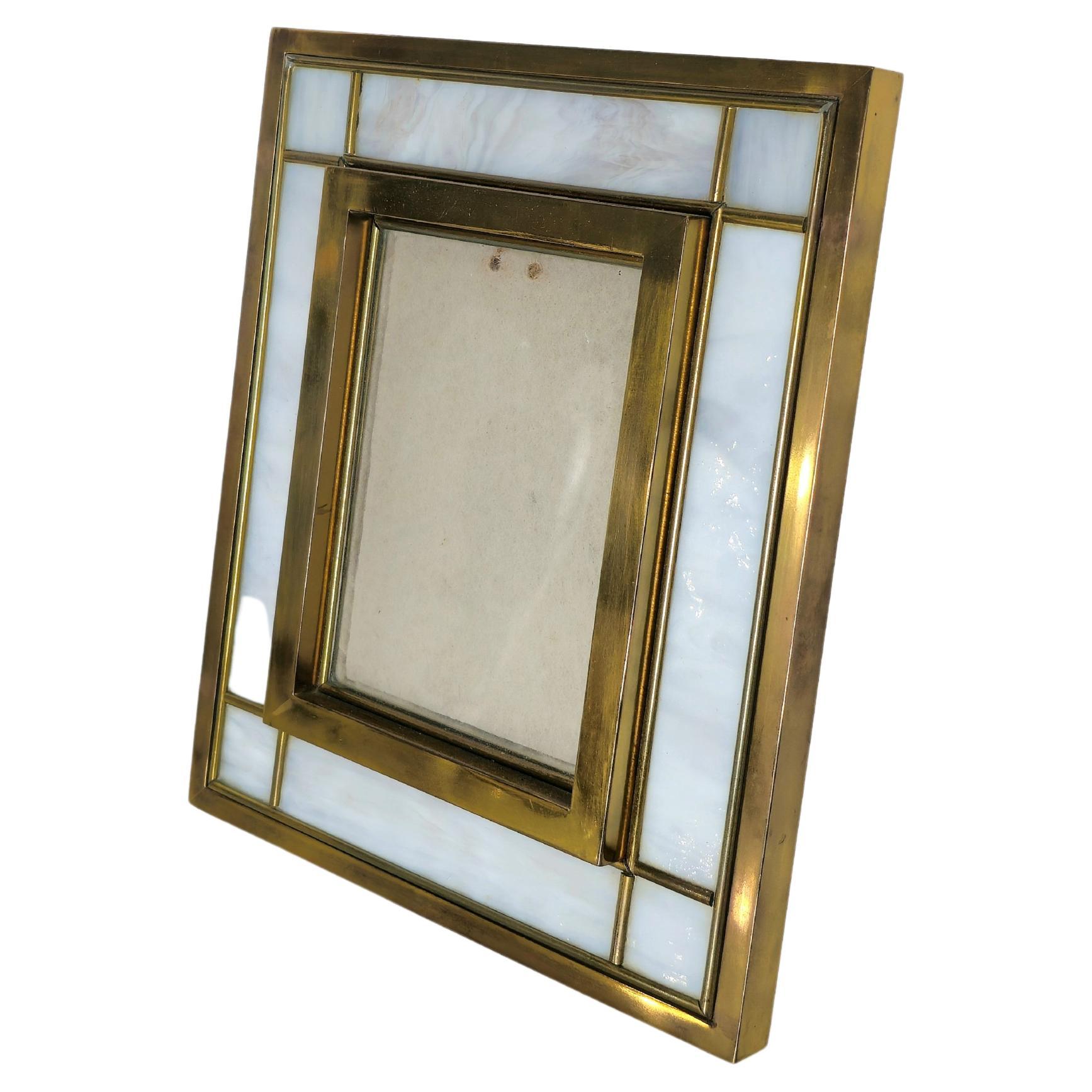 Gold and Faux Enameled Brass Decorative Picture Frame For Sale at 1stDibs