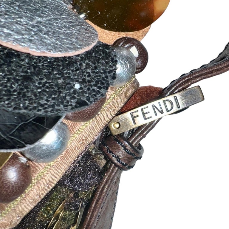 FENDI Embroidered Large Plated Sequin Baguette Handbag Bag Clutch ...