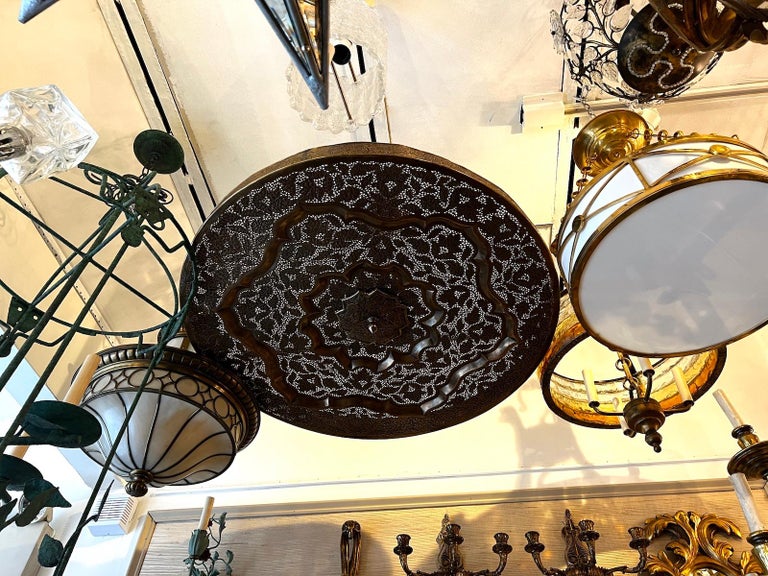 Pierced Metal Moroccan Light Fixture For Sale at 1stDibs