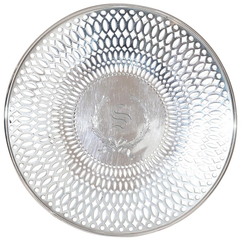Pierced Sterling Footed Plate at 1stDibs
