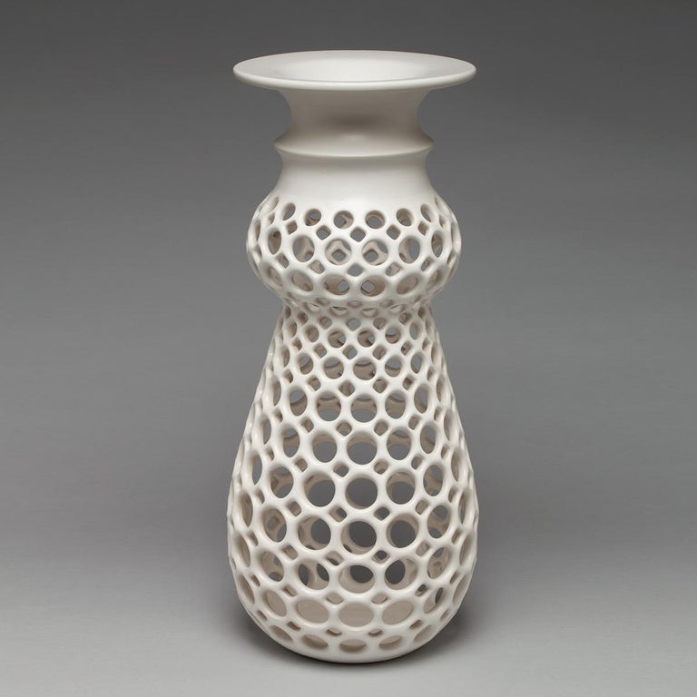 Pierced Vessel Sculpture Delphine-White For Sale at 1stDibs
