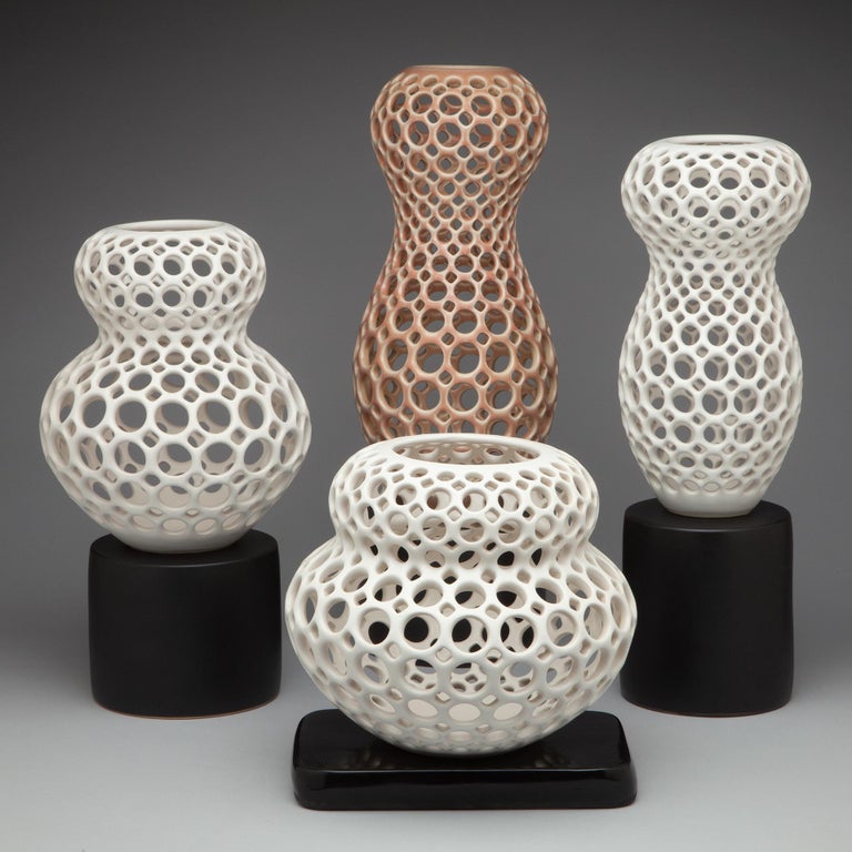 Pierced White Ceramic Sculpture For Sale at 1stDibs