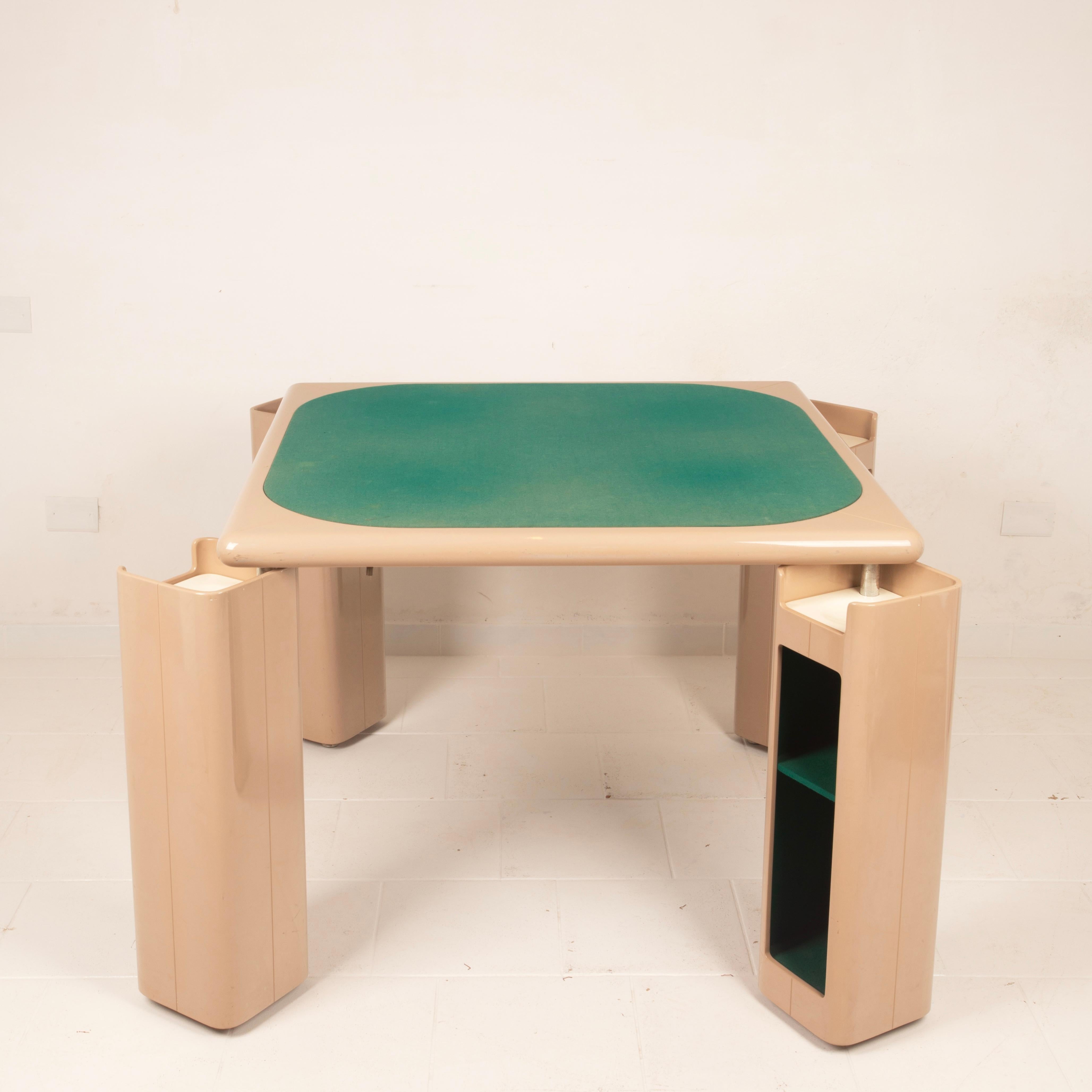 Pierluigi Molinari Lacquered Wood and Green Felt Game Table for Pozzi ...
